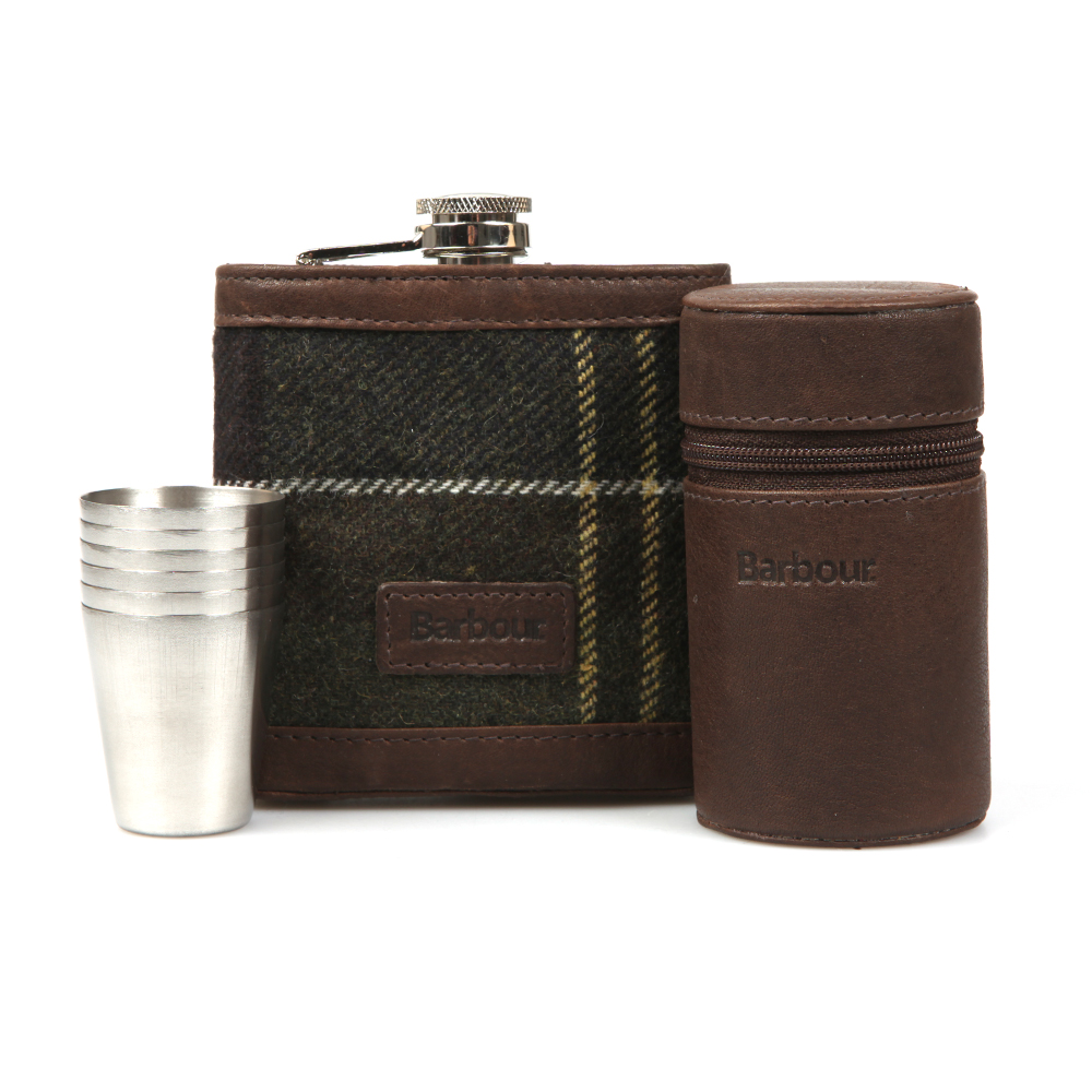 Barbour Lifestyle Tartan Hip Flask & Cups | Oxygen Clothing