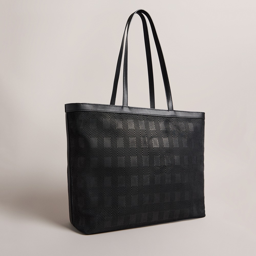 Ted Baker Chekita Suede Check Deboss Shopper Bag | Oxygen Clothing
