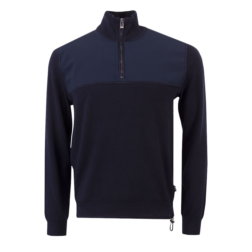 BOSS Formal Fusione Mixed Fabric Half Zip Jumper | Oxygen Clothing