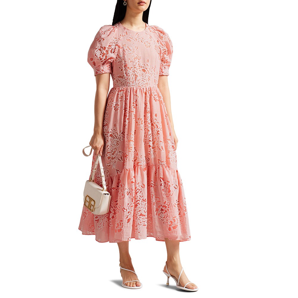 Ted Baker Esthher Puff Sleeve Tiered Midi Dress | Oxygen Clothing
