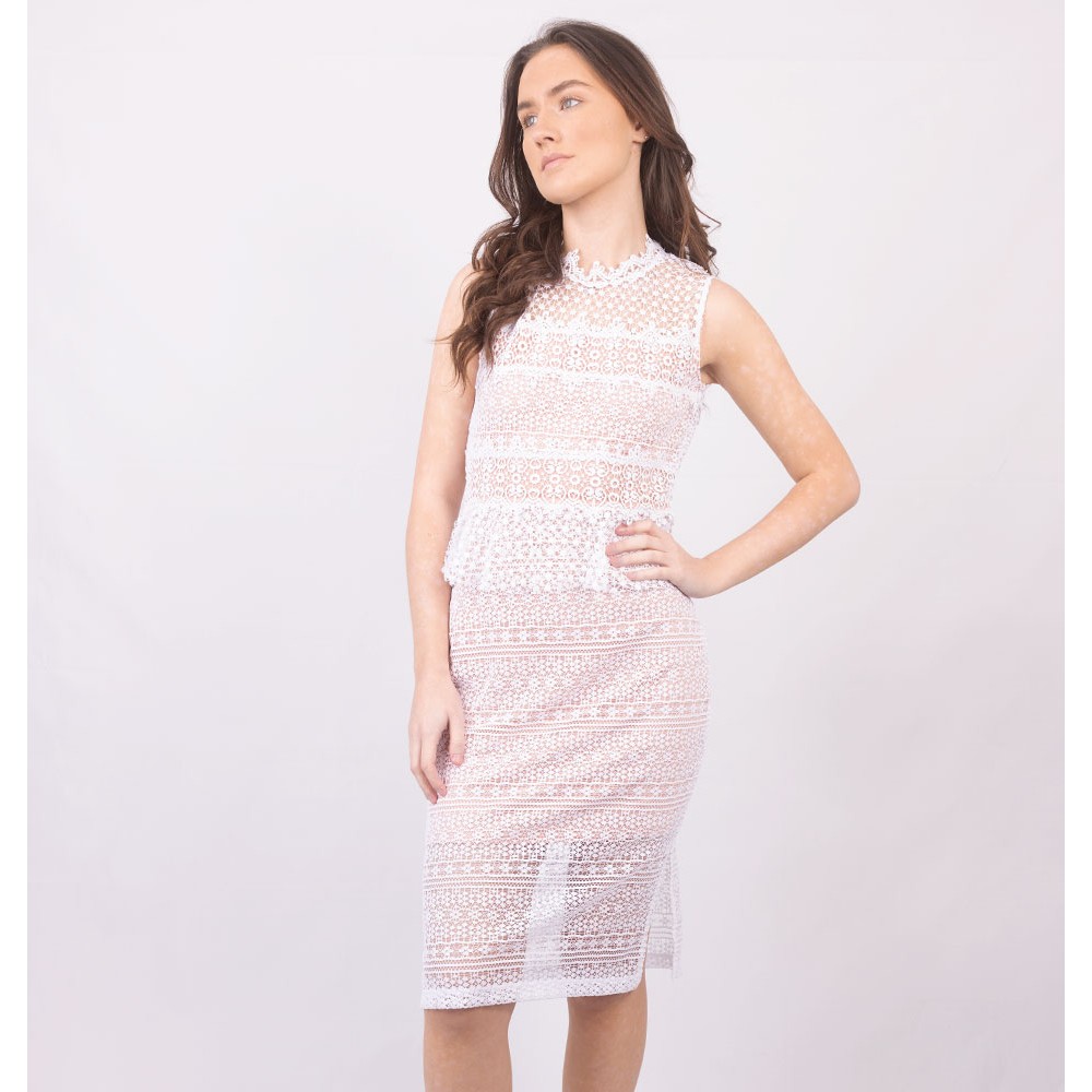 French Connection Ramona Lace Jersey Dress | Oxygen Clothing