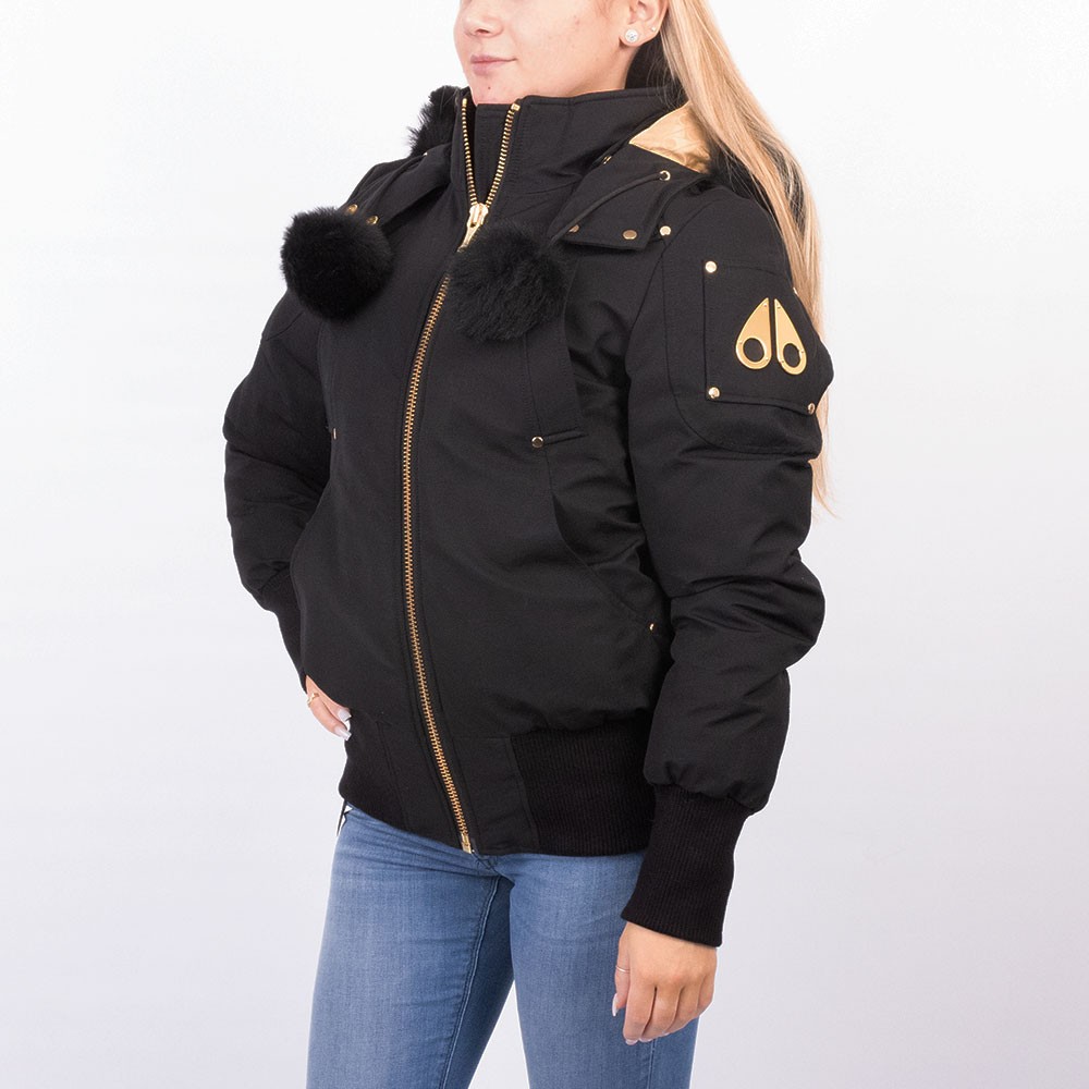 Moose Knuckles Gold Debbie Shearling Bomber Jacket | Oxygen Clothing