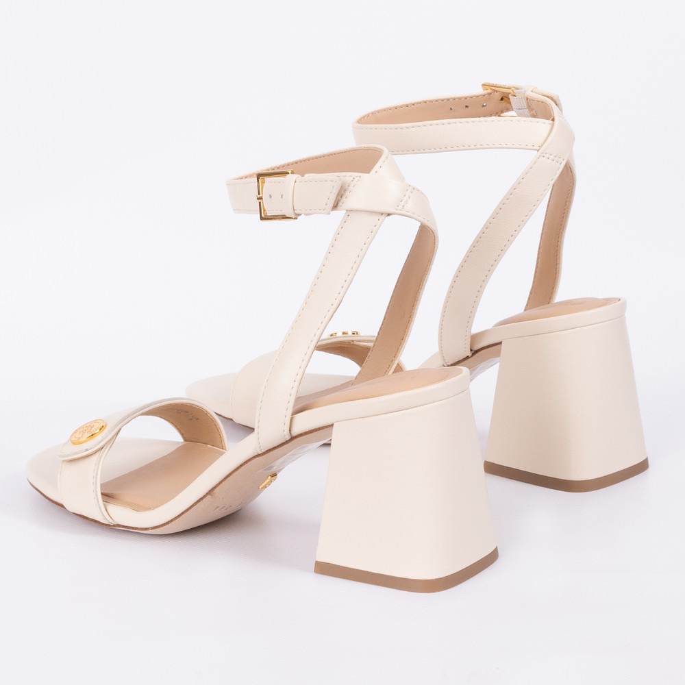 Ted Baker Milliiy Mid Block Heel Sandal With Signature Coin Detail ...