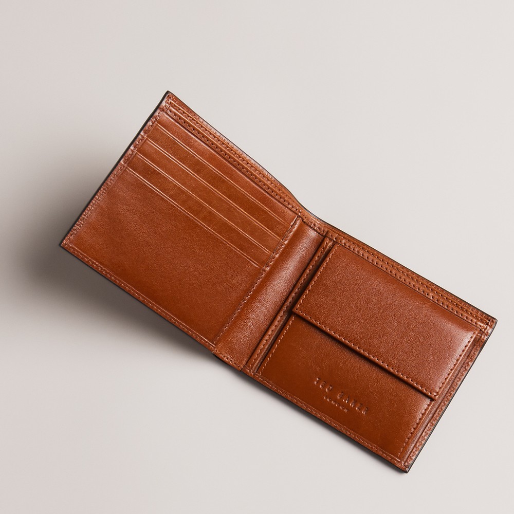 Ted Baker PRUGS Embossed Corner Leather Bifold Coin Wallet | Masdings