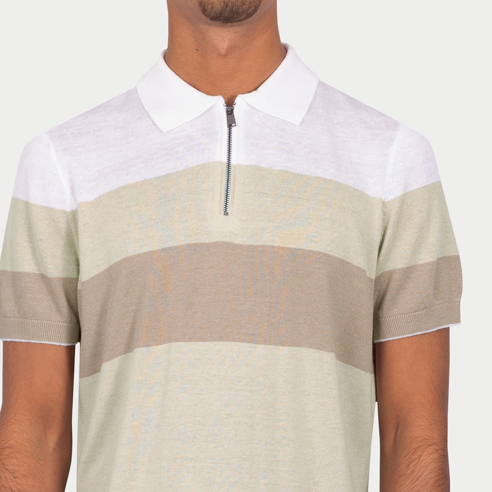 BOSS Formal Trieste Zip Knitted Polo Shirt | Oxygen Clothing