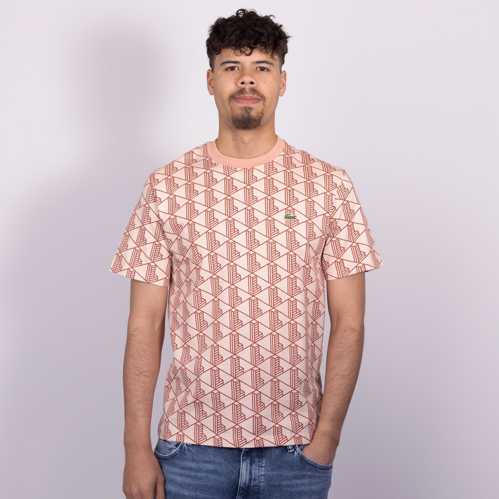 Lacoste Monogram Print T-Shirt | Oxygen Clothing