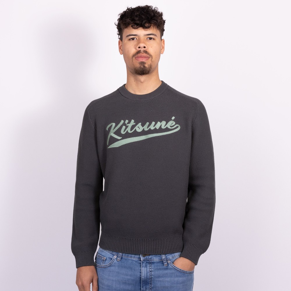 Maison Kitsune Varsity Embroidered Mesh Jumper | Oxygen Clothing