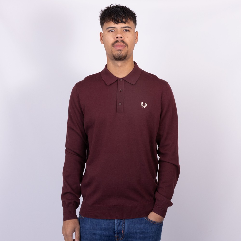 Fred Perry Knitted L/S Polo Shirt | Oxygen Clothing
