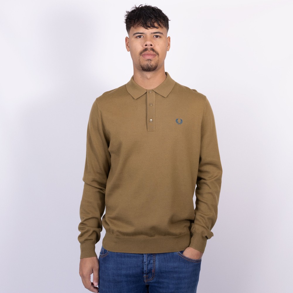 Fred Perry Knitted L/S Polo Shirt | Oxygen Clothing