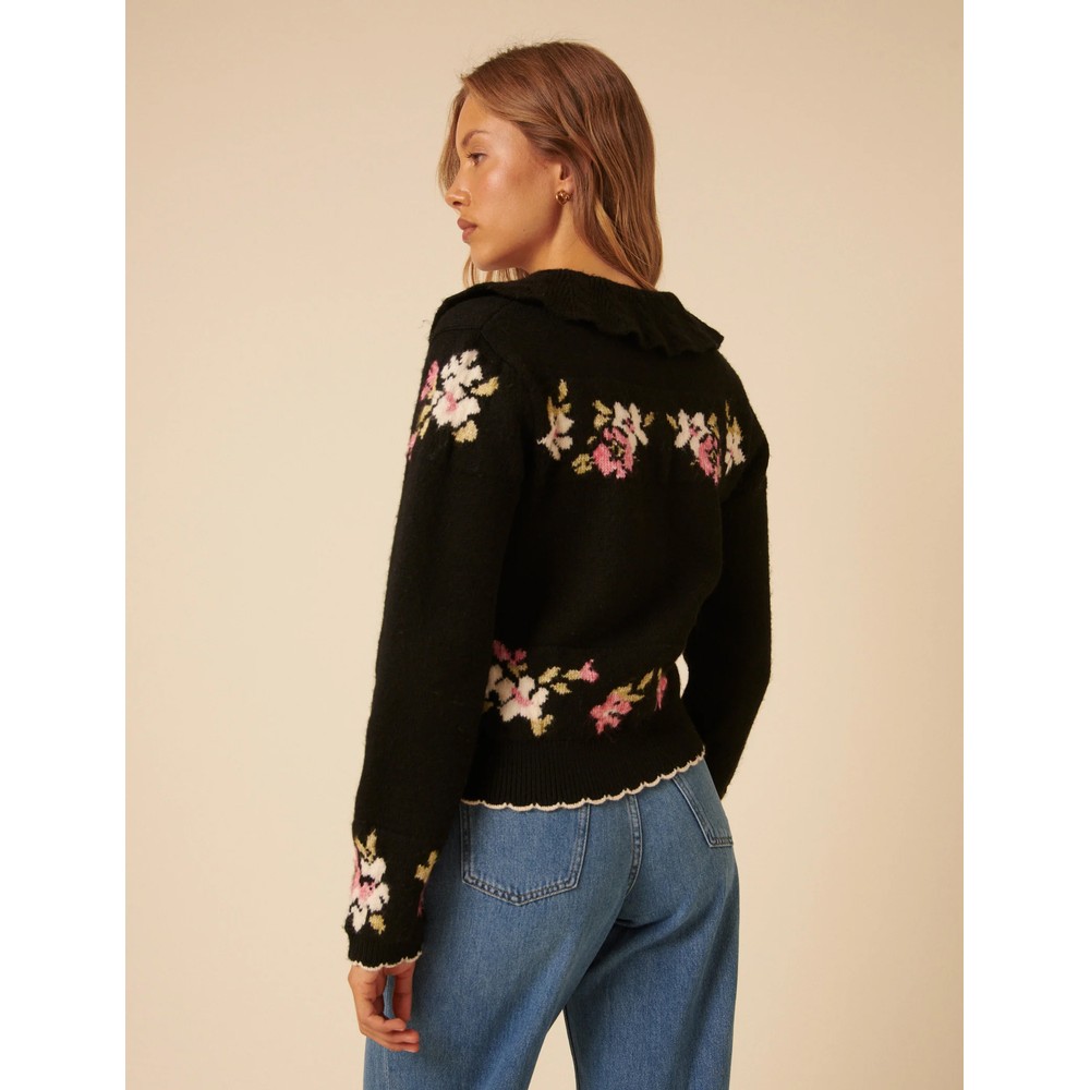 Nobody's Child Floral Jacquard Collar Cardigan | Oxygen Clothing