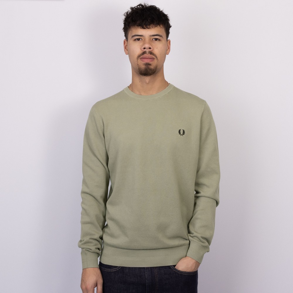 Fred Perry Pique Stitch Crew Neck Jumper | Oxygen Clothing