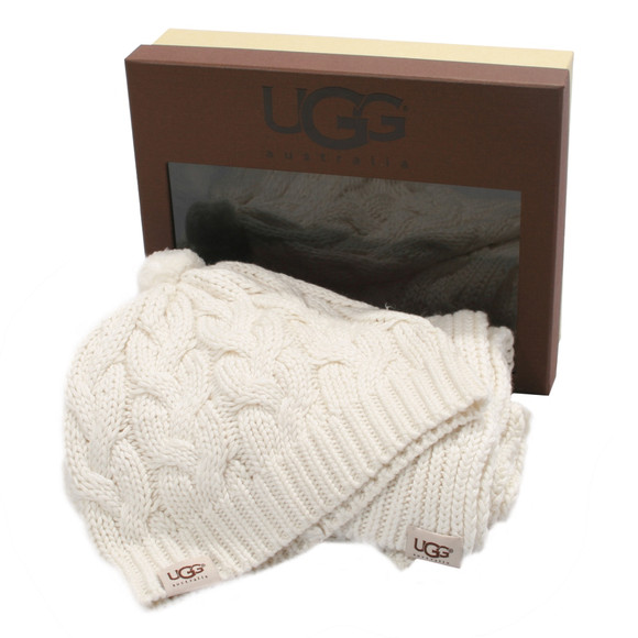 Ugg Ivory Cable Hat & Scarf Box Set | Oxygen Clothing